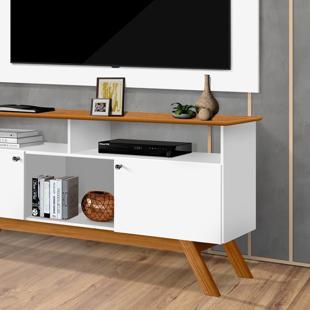 Painel Com Rack TV 55 Pol 1412X1469 Branco Nature Tebar