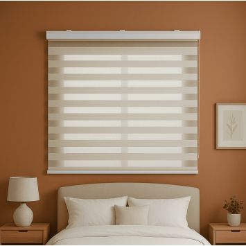 Persiana Rolo Double Vision Zebra 140larg x 160alt Linho com bando