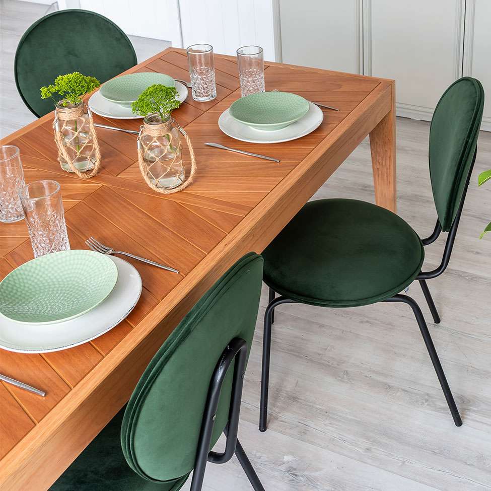 Mesa de Jantar Retangular Samambaia Madeira Maciça Avelã 159 cm