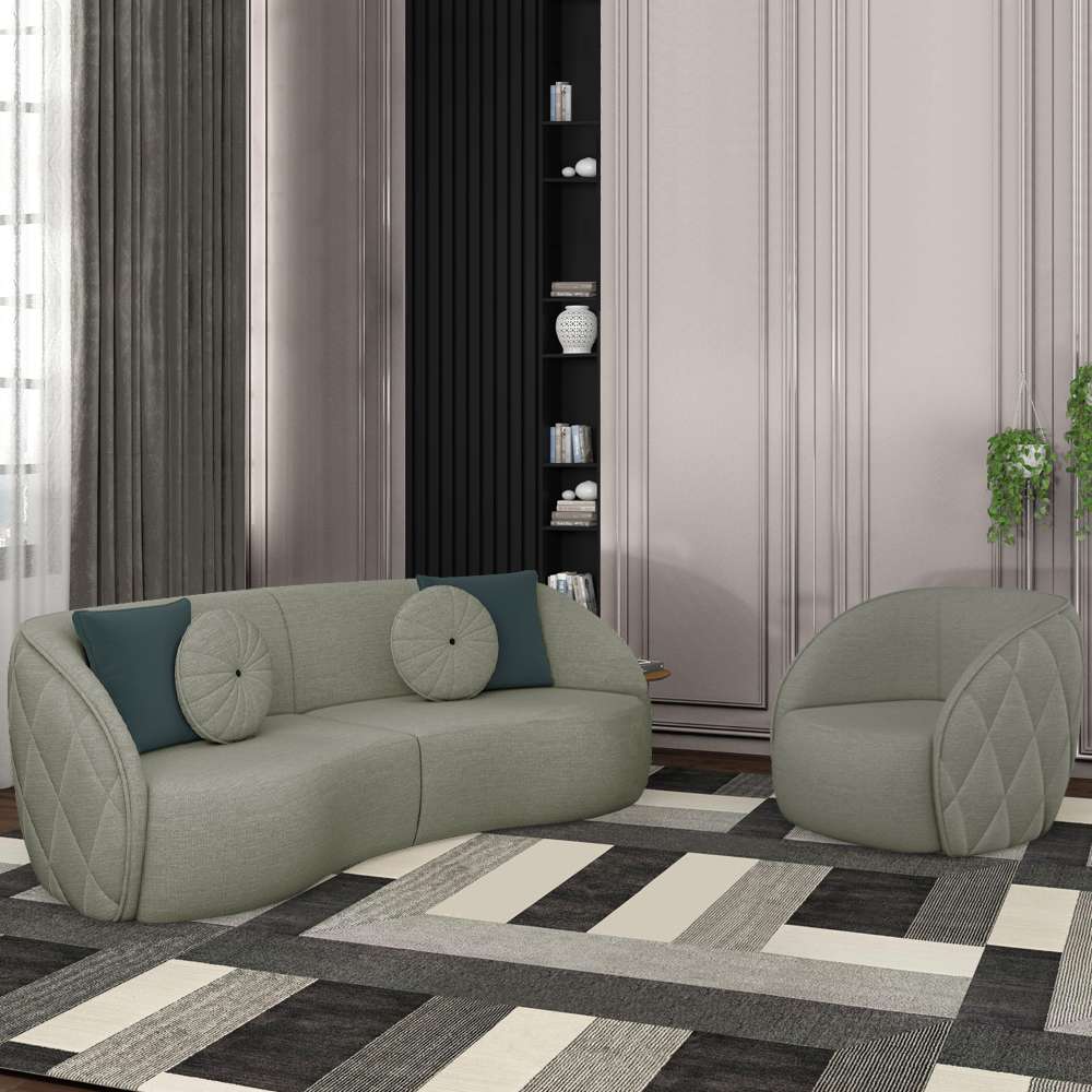 Jogo Sofa 288 cm 4 Lug E Poltrona 1 Lug Passion TCE 1026 Linho Moll