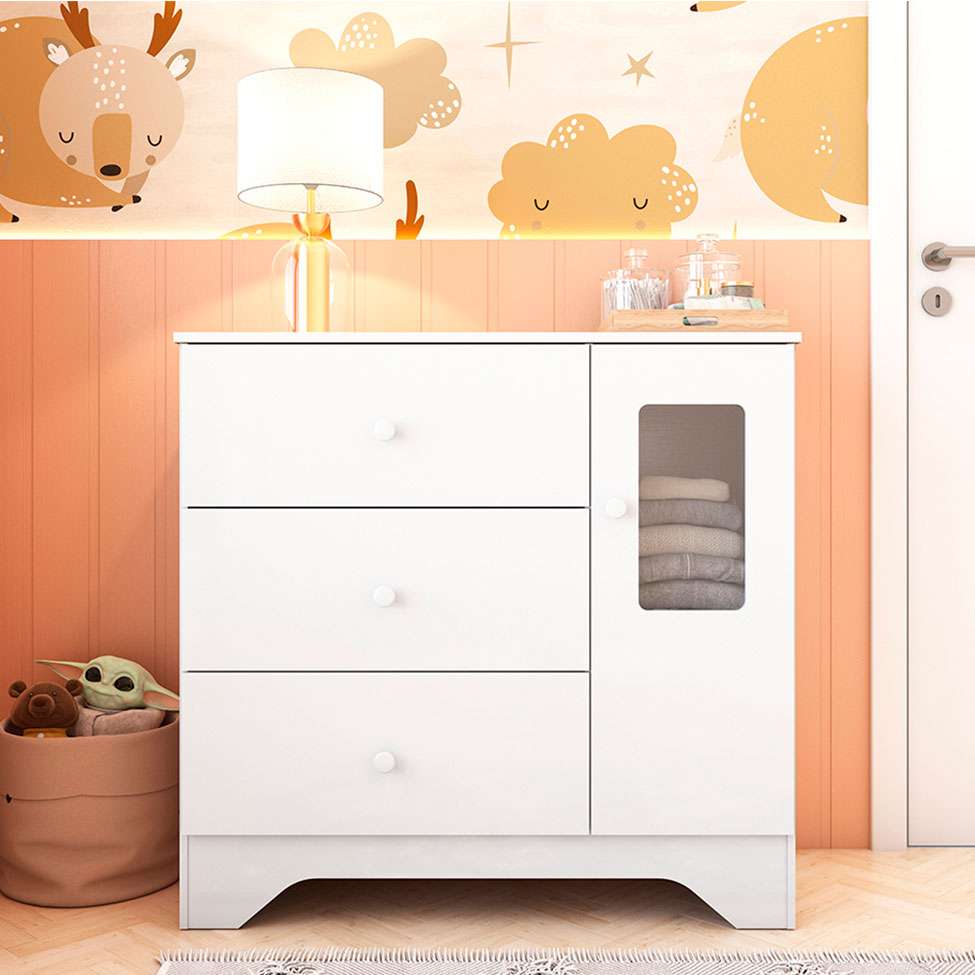 Cômoda Infantil Ben Flex 1 PT 3 GV Branca