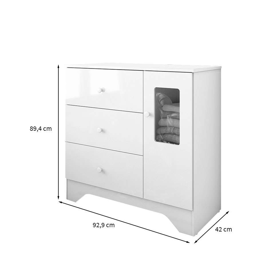 Cômoda Infantil Ben Flex 1 PT 3 GV Branca